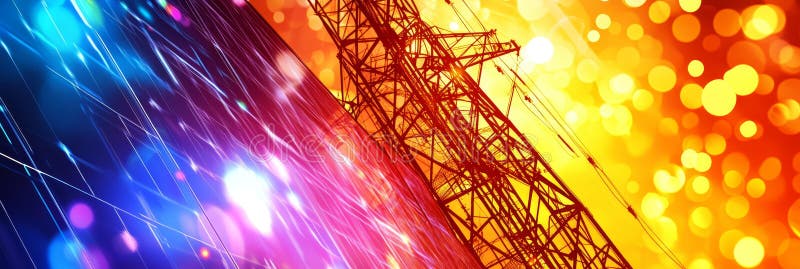 Power Grid and Renewable Energy, Abstract Background with Bright Colors ...