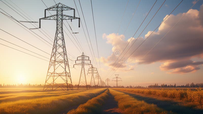 Power Grid. Power Transmission Towers Stock Image - Image of ...