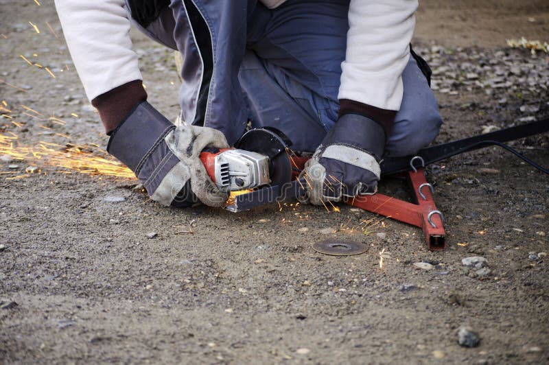 Worker with a Power Grinder Stock Image - Image of power, safety: 40392969