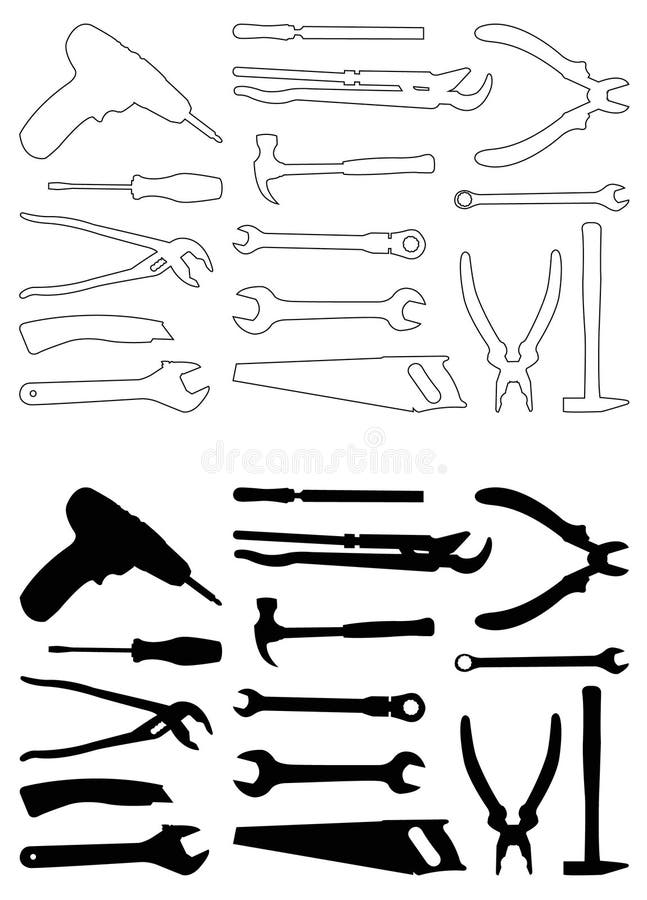 Tools silhouette stock vector. Illustration of file, hammer - 86327003