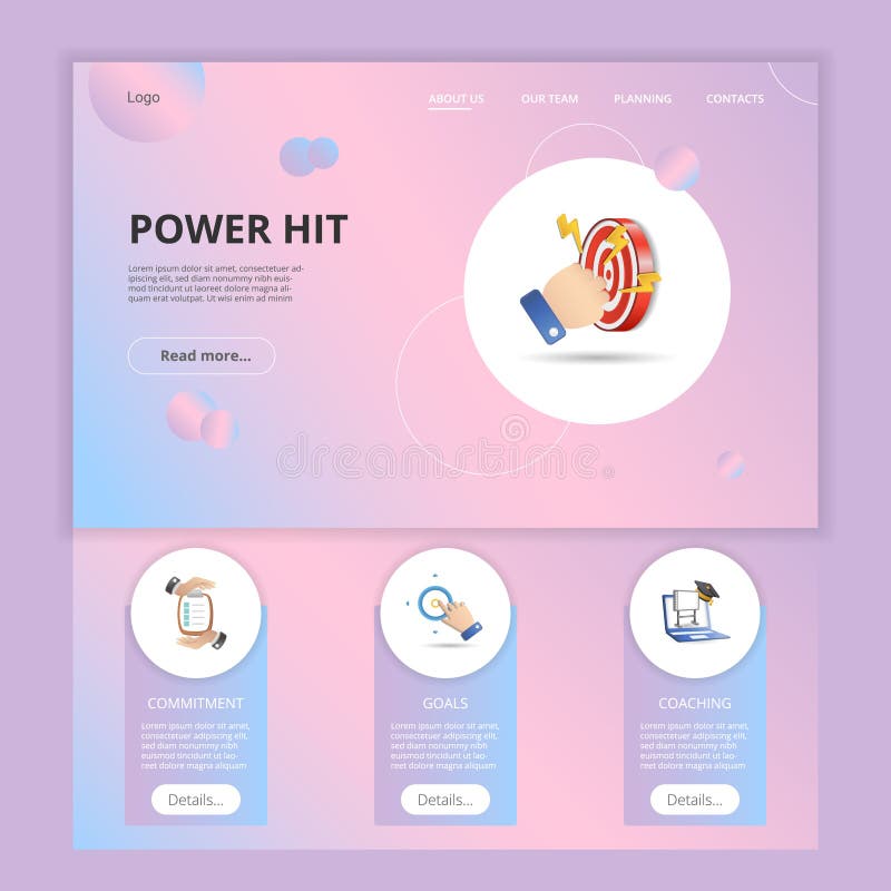 Power Hit Flat Landing Page Website Template. Commitment, Goals ...