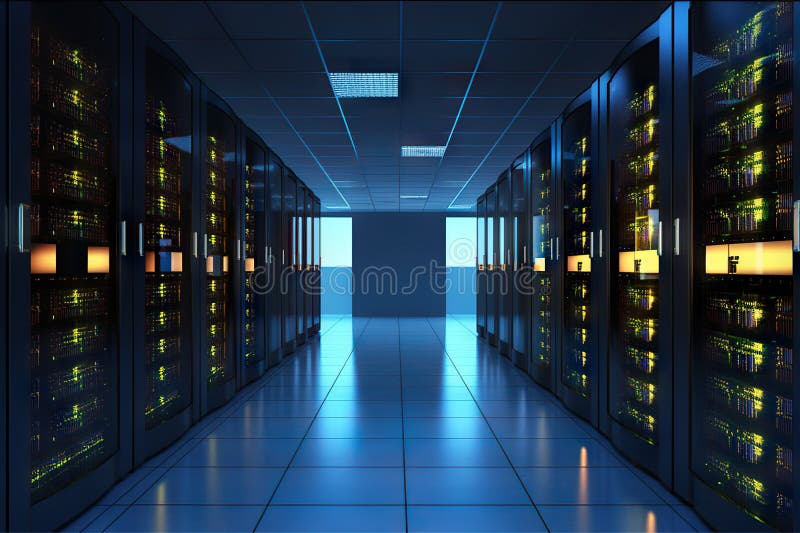Power Hub Server Room Interior in a High-Tech Datacenter. Created with ...