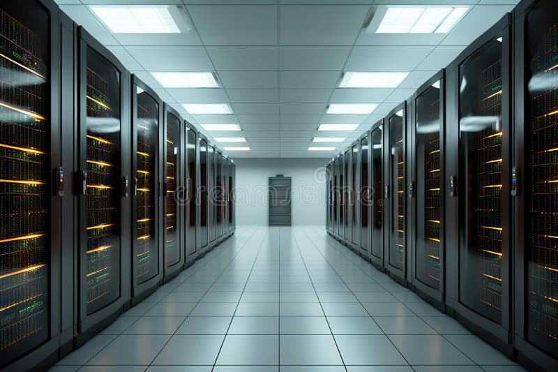 Power Hub Server Room Interior in a High-Tech Datacenter. Created with ...