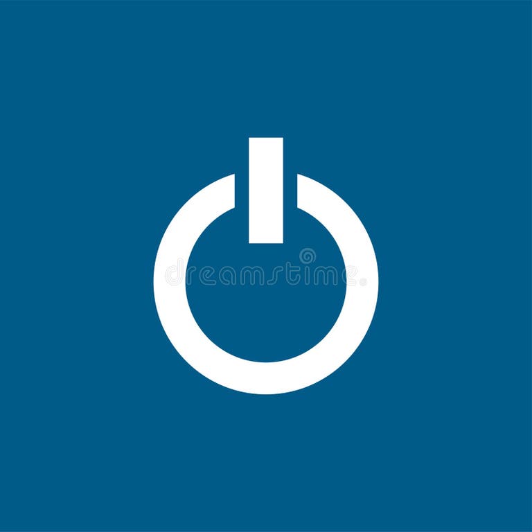 Power Icon on Blue Background. Blue Flat Style Vector Illustration ...