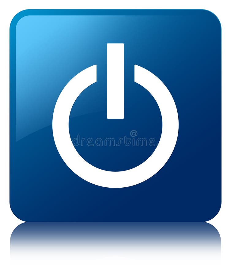 Power Icon Blue Square Button Stock Illustration - Illustration of ...