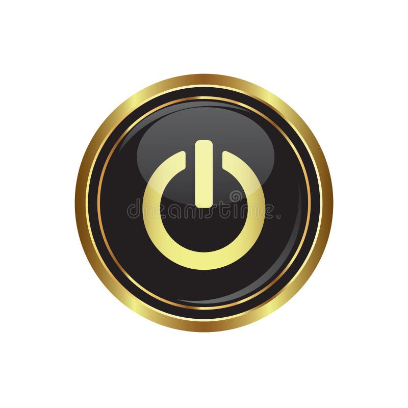 Power icon on the button stock vector. Illustration of rectangular ...