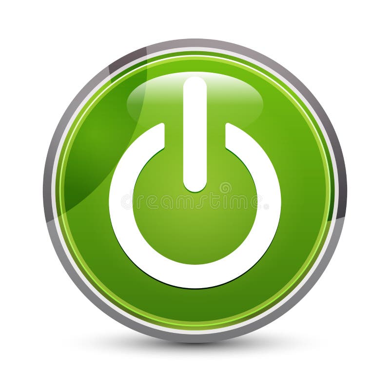 Power Icon Elegant Green Round Button Vector Illustration Stock Vector ...