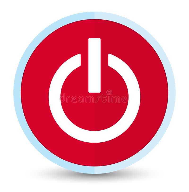 Power Icon Flat Prime Red Round Button Stock Vector - Illustration of ...