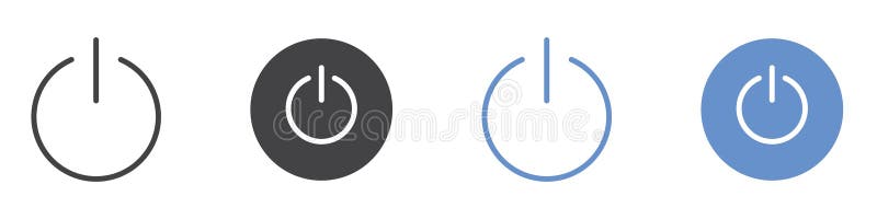 Power Icon Flat Set in Black and White Color Stock Illustration ...