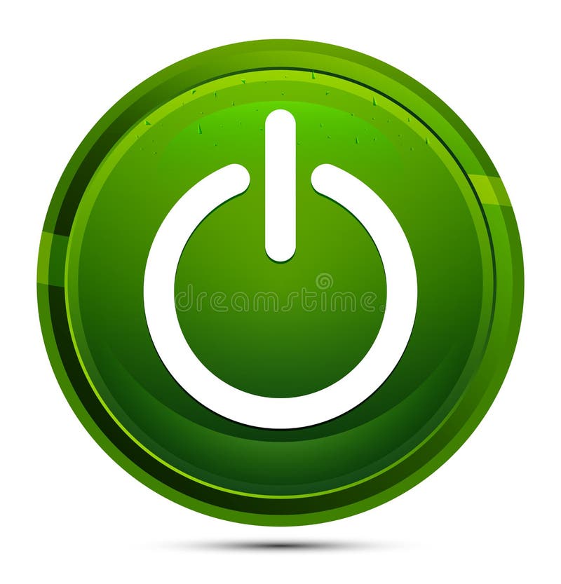 Power Icon Glassy Green Round Button Illustration Stock Vector ...