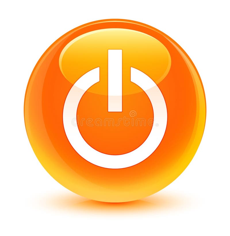 Power Icon Glassy Orange Round Button Stock Illustration - Illustration ...
