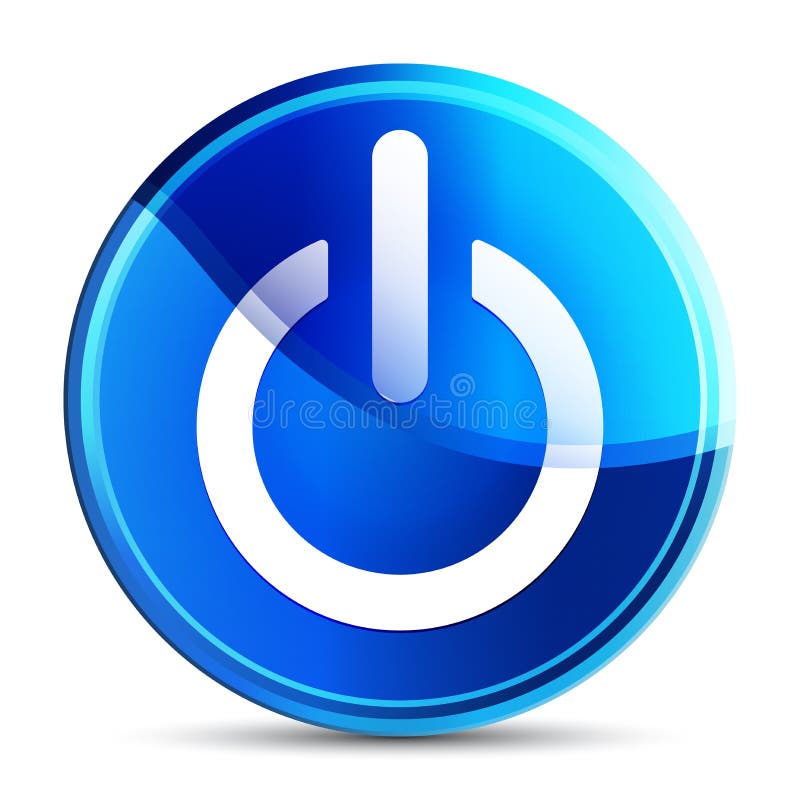 Power Icon Glassy Vibrant Sky Blue Round Button Illustration Stock ...