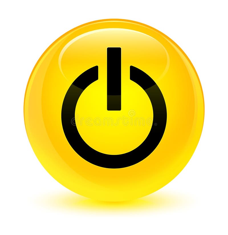 Power Icon Glassy Yellow Round Button Stock Illustration - Illustration ...