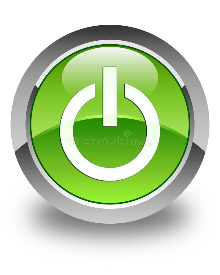 Power Icon Glossy Green Round Button Stock Illustration - Illustration ...