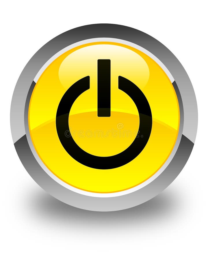 Power Icon Glossy Yellow Round Button Stock Illustration - Illustration ...