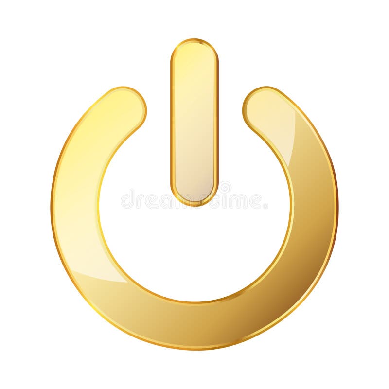 Power Icon. Gold Power Button Isolated. on and Off Icon Stock ...