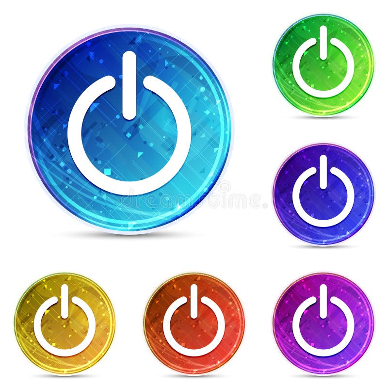 Power Icon Digital Abstract Round Buttons Set Illustration Stock Vector ...