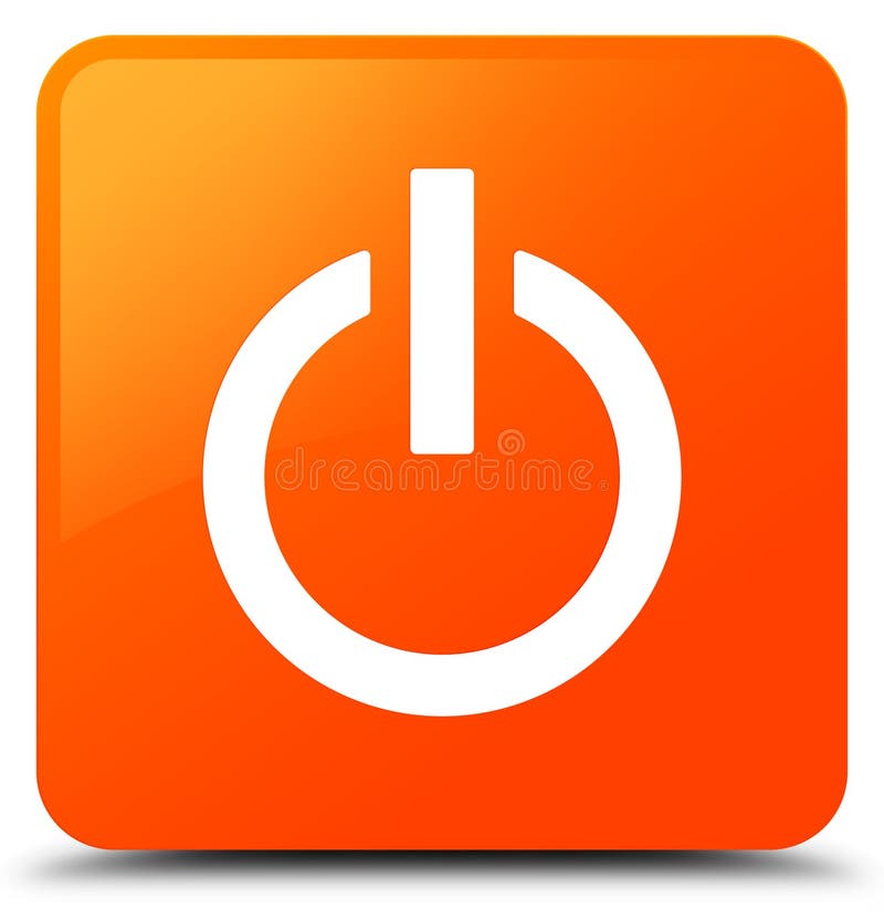Power Icon Orange Square Button Stock Illustration - Illustration of ...