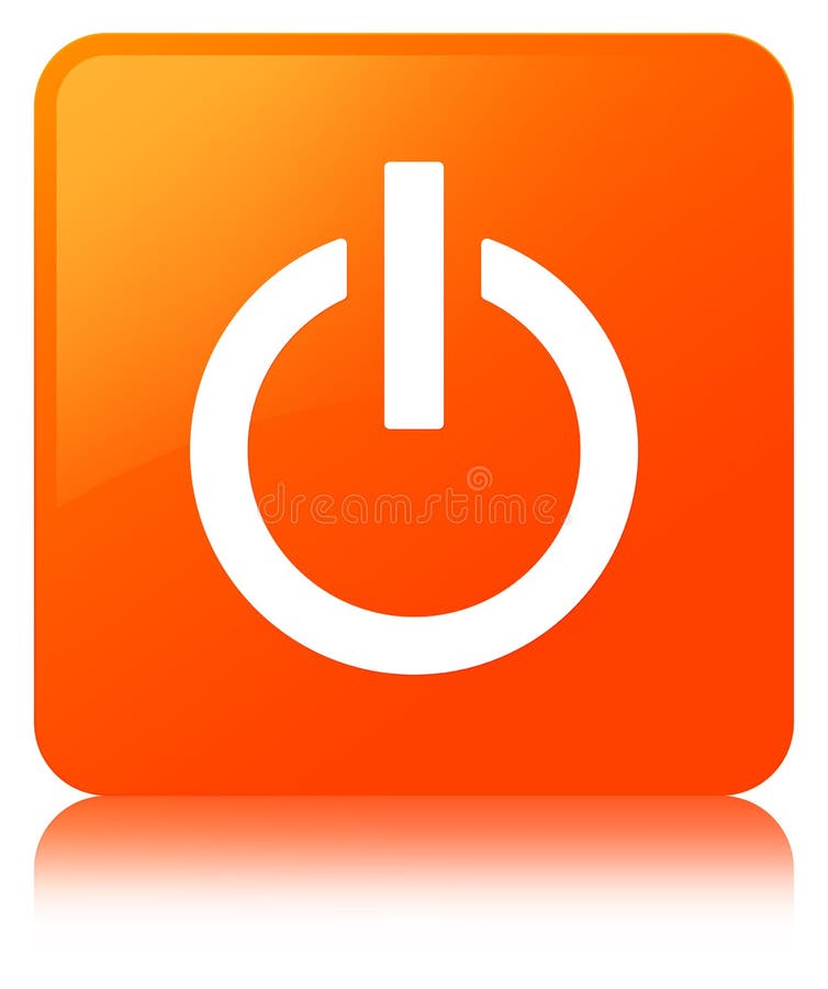 Power Icon Orange Square Button Stock Illustration - Illustration of ...