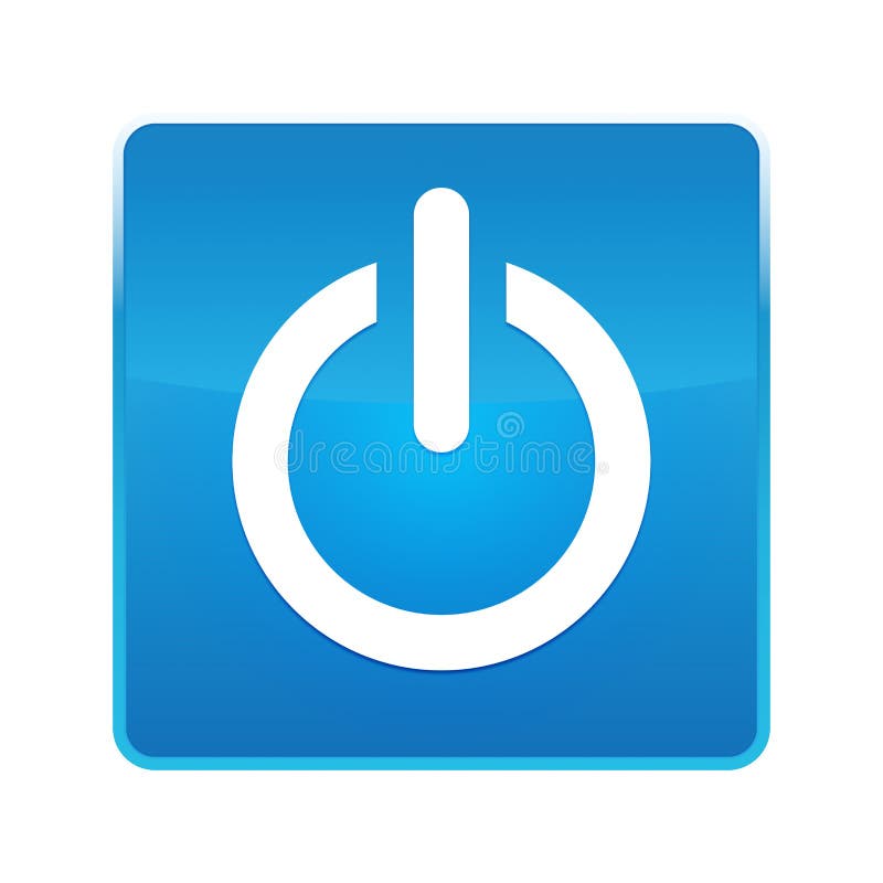 Power Icon Shiny Blue Square Button Stock Illustration - Illustration ...