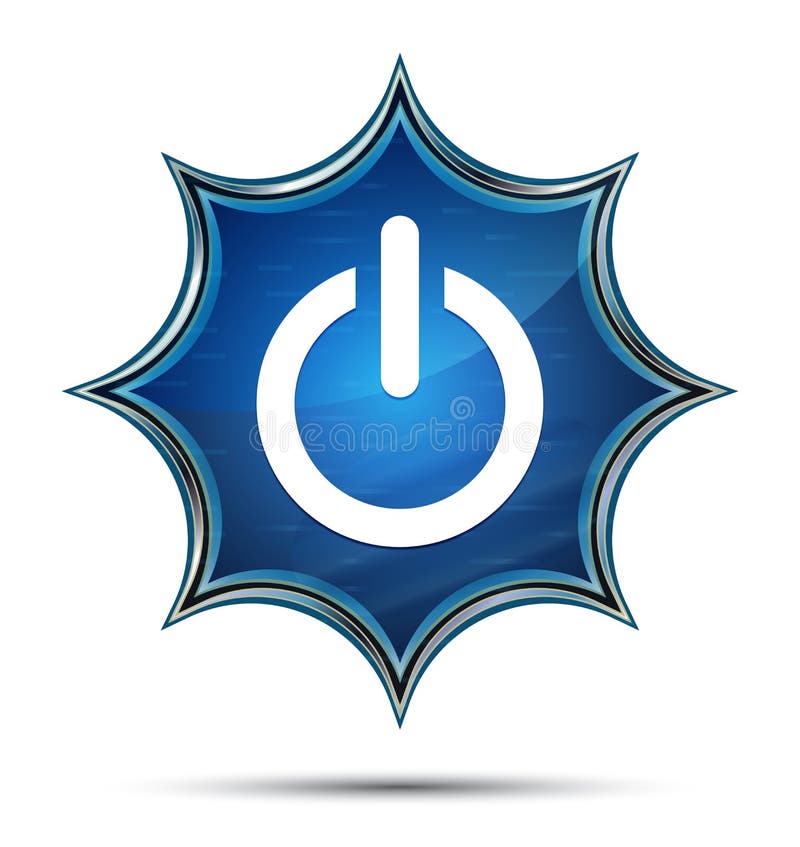 Power Icon Magical Glassy Sunburst Blue Button Stock Illustration ...