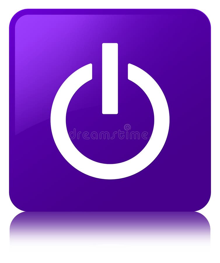 Power Icon Purple Square Button Stock Illustration - Illustration of ...