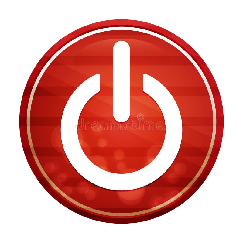 Power Icon Realistic Diagonal Motion Red Round Button Illustration ...