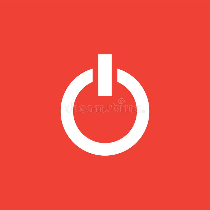 Power Icon on Red Background. Red Flat Style Vector Illustration Stock ...
