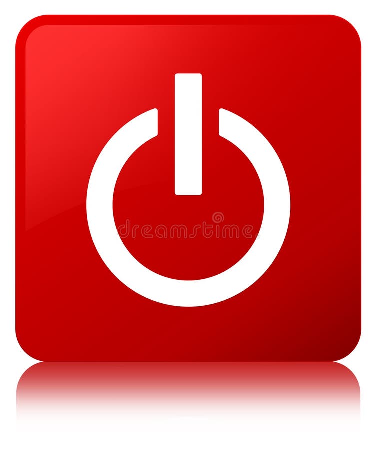 Power Icon Red Square Button Stock Illustration - Illustration of sign ...