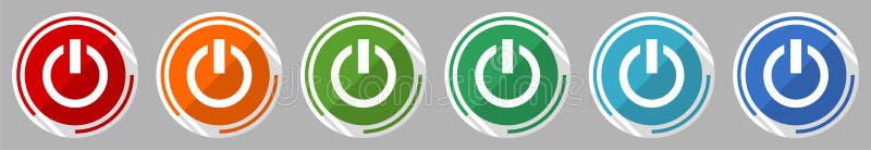 Power Icon Set, Vector Illustration in 6 Colors Options for Webdesign ...