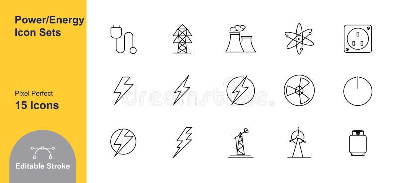 Power Icon Sets stock vector. Illustration of sets, editable - 277780093