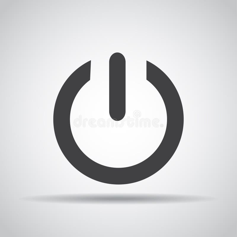 Power Icon with Shadow on a Gray Background. Vector Illustration Stock ...