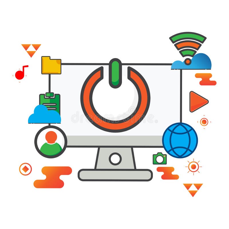 Power Illustration. Computer Illustration. Flat Vector Icon. Can Use ...