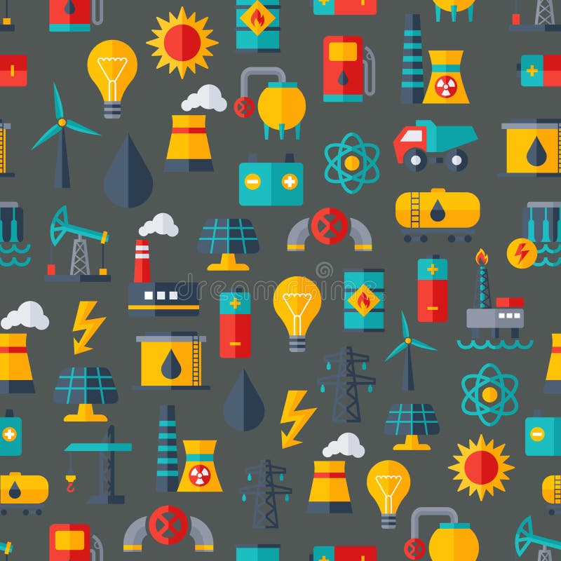 Power Industry Icons Seamless Background Stock Illustration ...