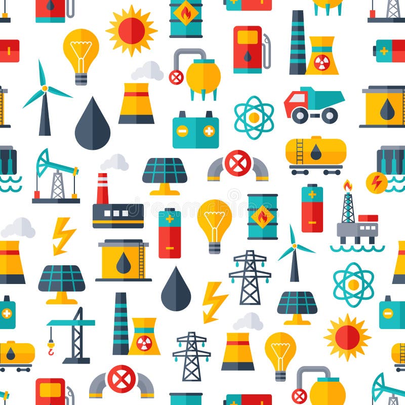 Power Industry Icons Seamless Background Stock Illustration ...