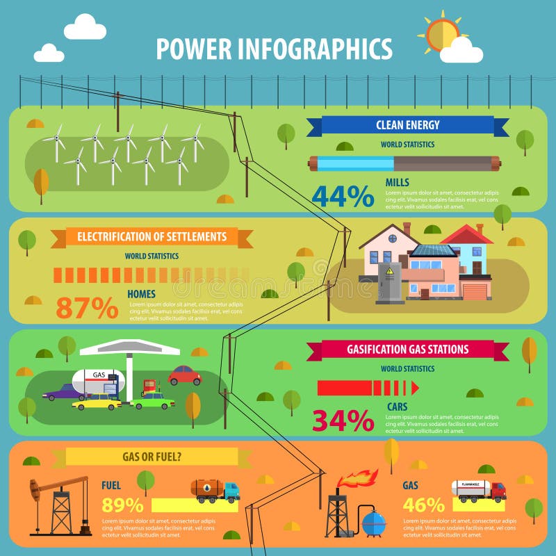 Power Infographic Set stock vector. Illustration of barrel - 209787613