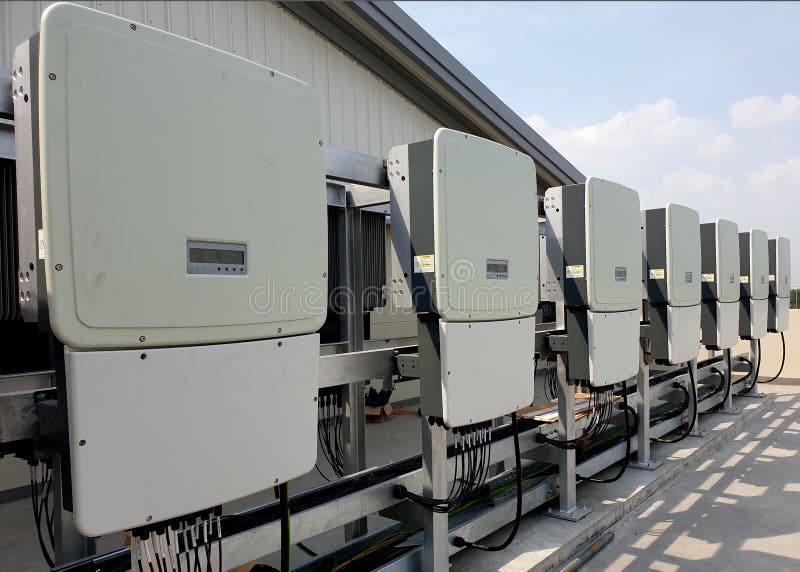 Power Inverter Installation for Solar Rooftop Stock Photo - Image of ...