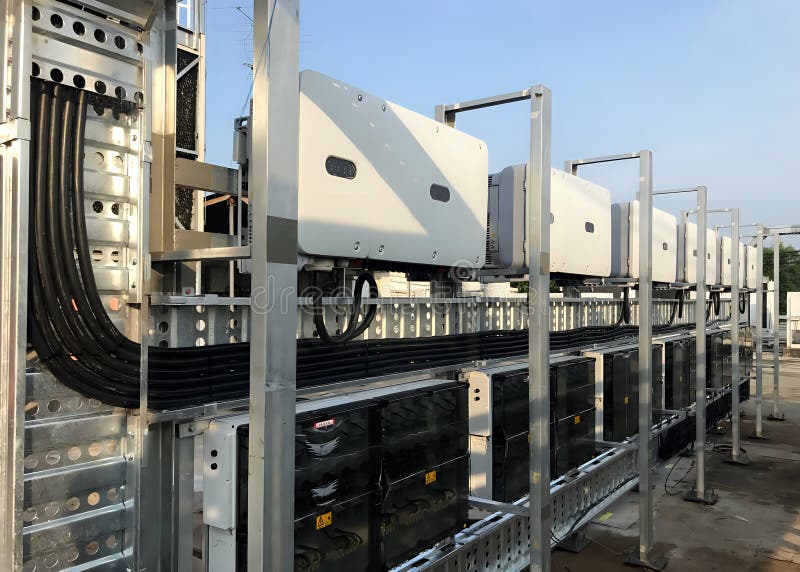 Power Inverter Installation for Solar Rooftop Stock Image - Image of ...