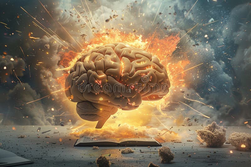 The Power of Knowledge Exploding Brain Stock Illustration ...