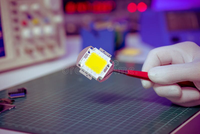 Power Led Oin Electronics Laboratory. Energy Saving Technology Stock ...