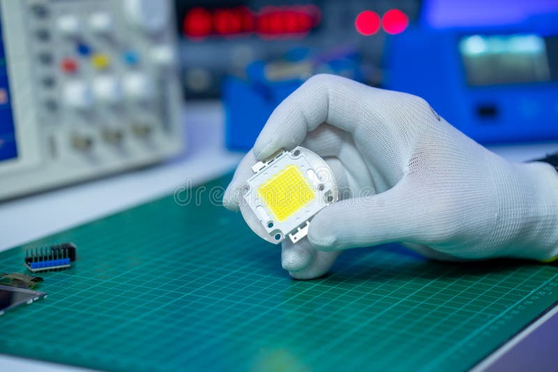 Power Led Oin Electronics Laboratory. Energy Saving Technology Stock ...