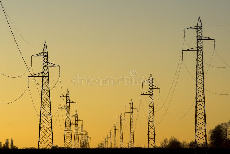 High voltage power lines stock photo. Image of structure - 48878200