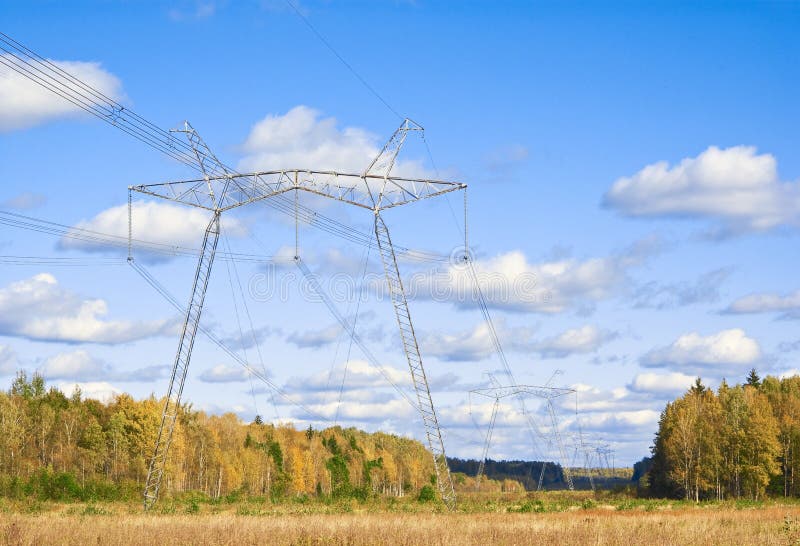 Power line stock image. Image of land, cloud, grass, forest - 21542273