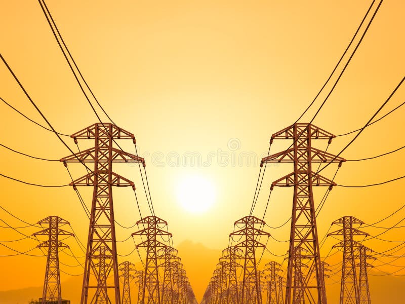 Power line stock illustration. Illustration of horizon - 26032689