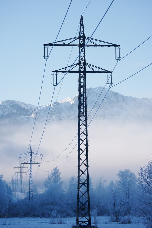 Power line stock photo. Image of winter, landscape, electricity - 3963318