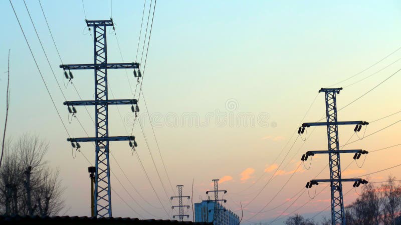 Power line stock photo. Image of moscow, sunset, beautiful - 51678452