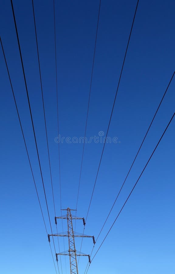 Power Line at the Blue Sky stock photo. Image of production - 129356098