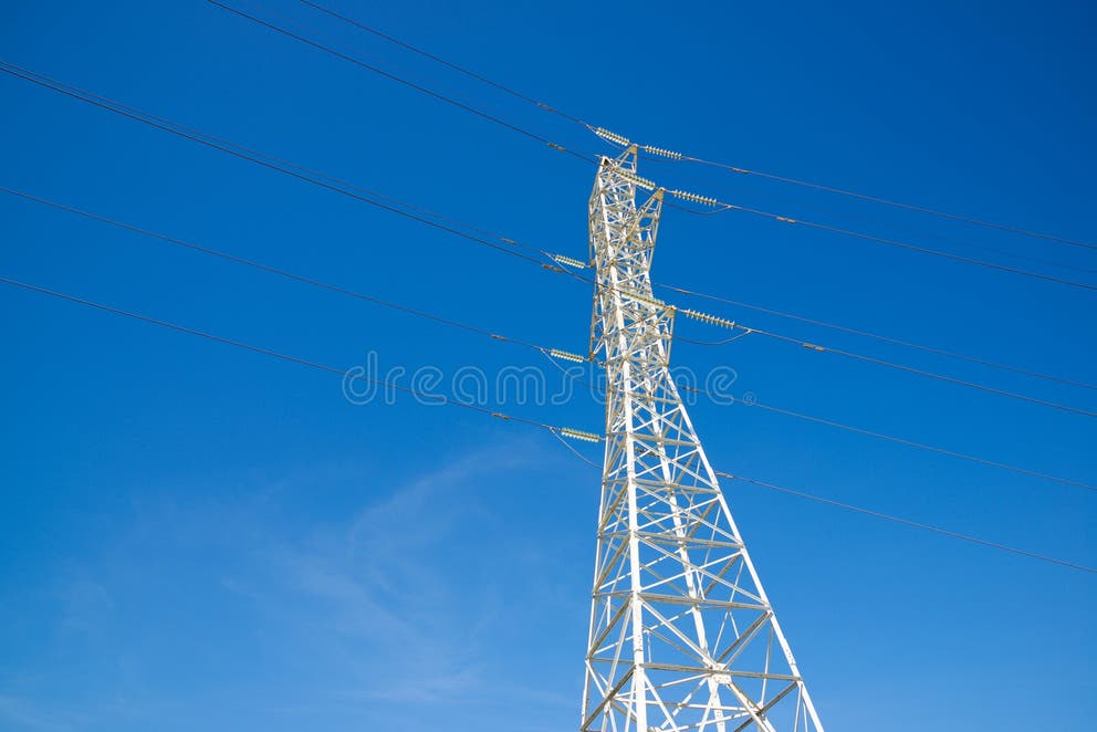 Power line and blue sky stock photo. Image of powerline - 277715314