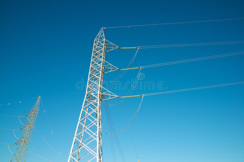 Power line and blue sky stock image. Image of green - 298359637