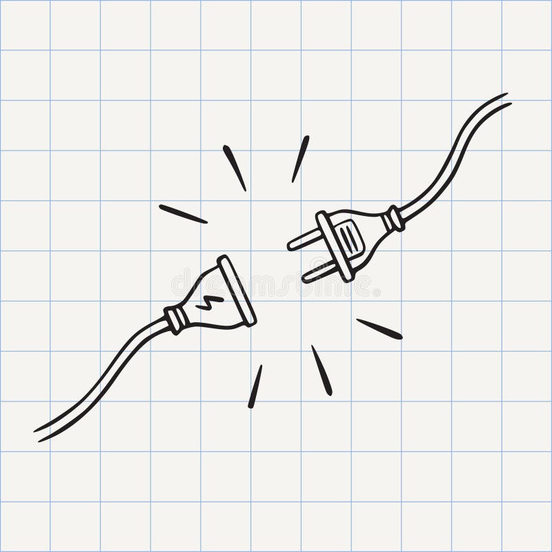 Electric Plug and Socket Unplug Doodle Icon. Stock Vector ...